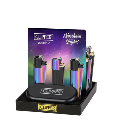 Clipper Lighters 12ct Full Metal Display - Northern Lights 12