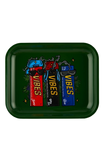 Vibes Medium Aluminum Rolling Tray - 3s a crowd