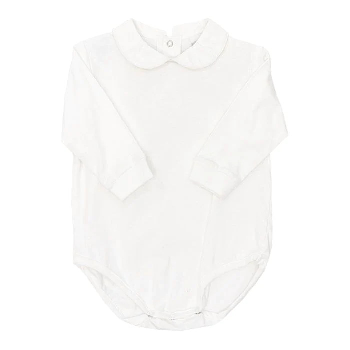 White Knit m White Trim Boy LS Onesie - klassy kids