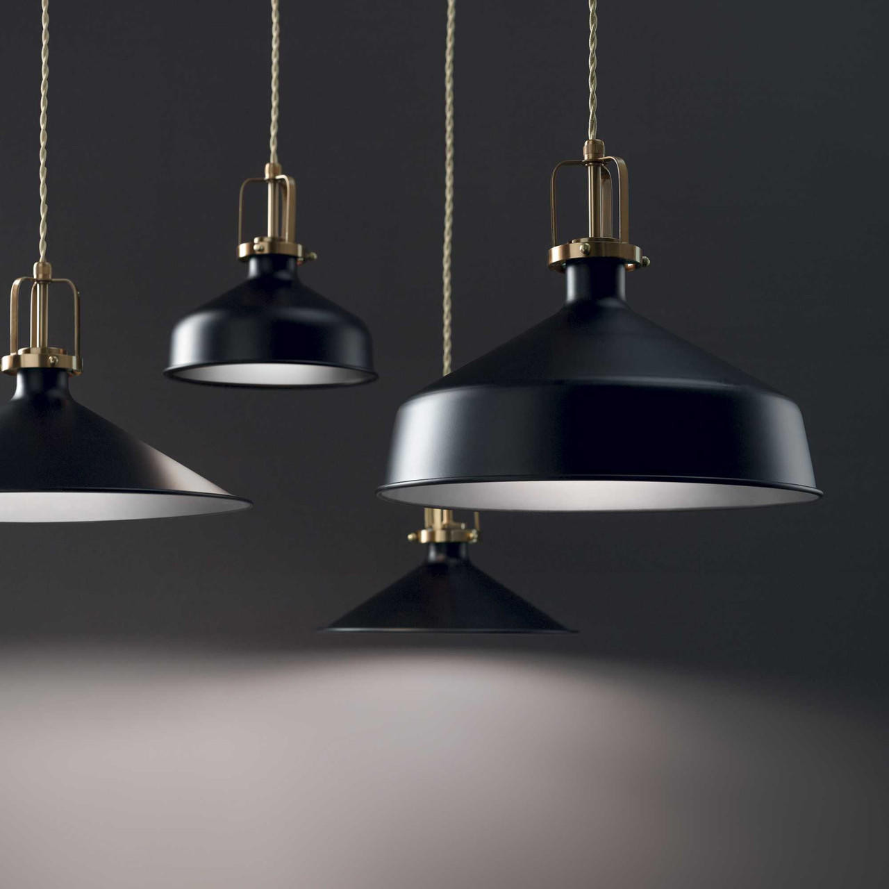 Eris-3 SP1 Satin Gold with Black Shade Pendant Light