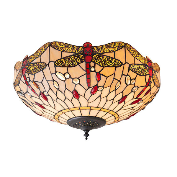 Flush 2 Light Tiffany Beige Flush Ceiling Light
