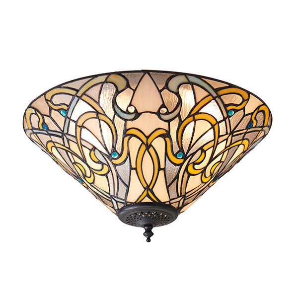 Flush 2 Light Tiffany Beige Flush Ceiling Light