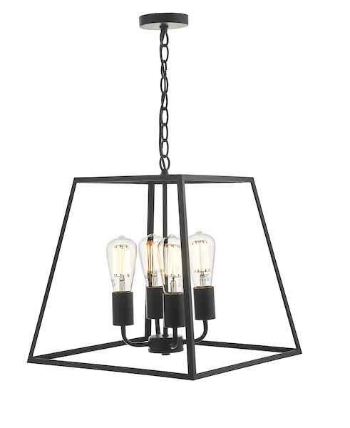 Academy 4 Light Black Tapered Square Lantern
