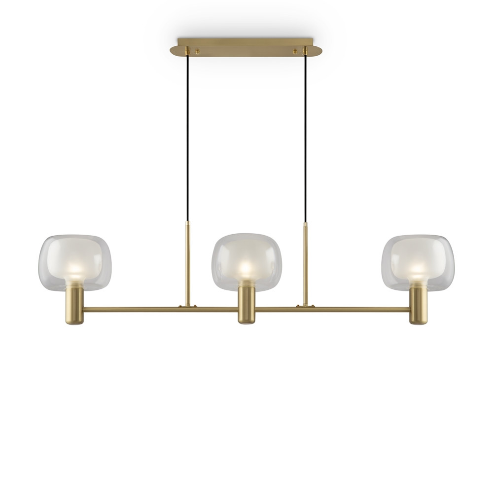 Vision 3 Light Gold with Glass Diffusers Bar Pendant Light