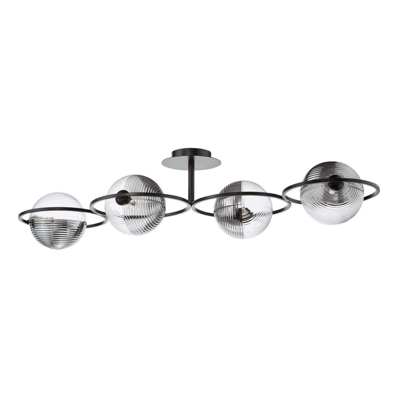 Olympus 4 Light Matt Black with Smoked and Clear Glass Diffuser Semi ...