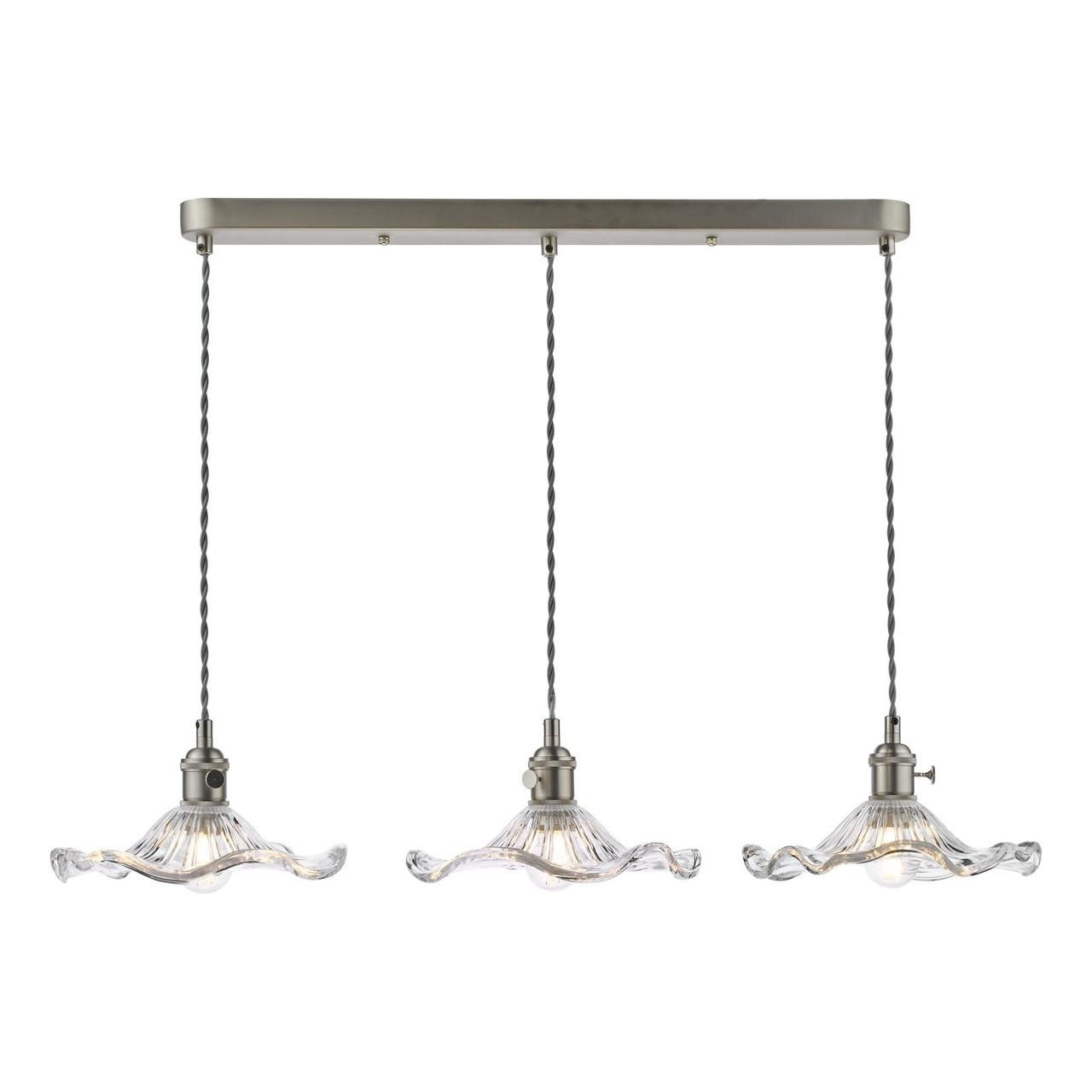 Hadano Antique Chrome with Wavy Glass Wall Light