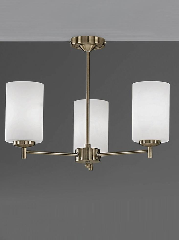 Decima 3 Light Matt Gold with Matt Opal Downward Cylinder Semi Flush ...
