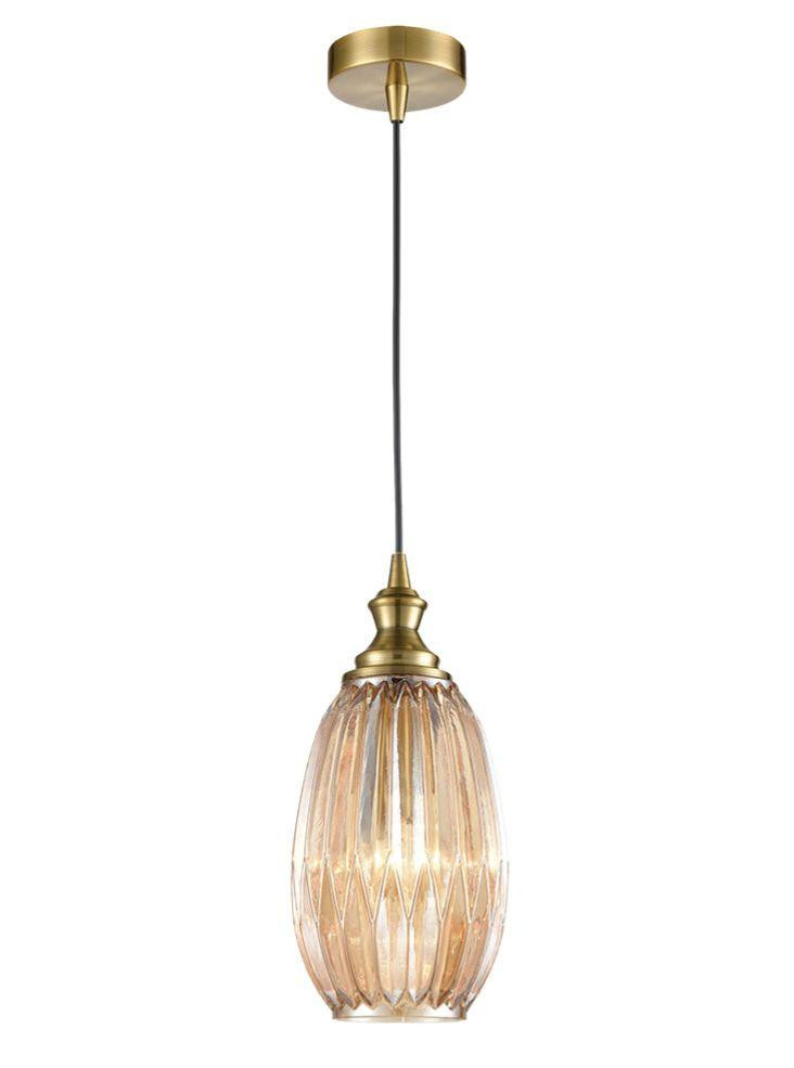 Refract Aged Brass with Amber Diffuser 18cm Pendant Light
