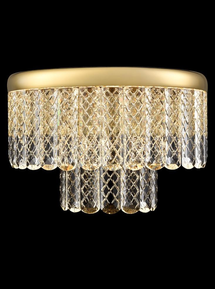 Victoria 2 Light Gold with Crystal Scalloped Diffuser LED Wall Light