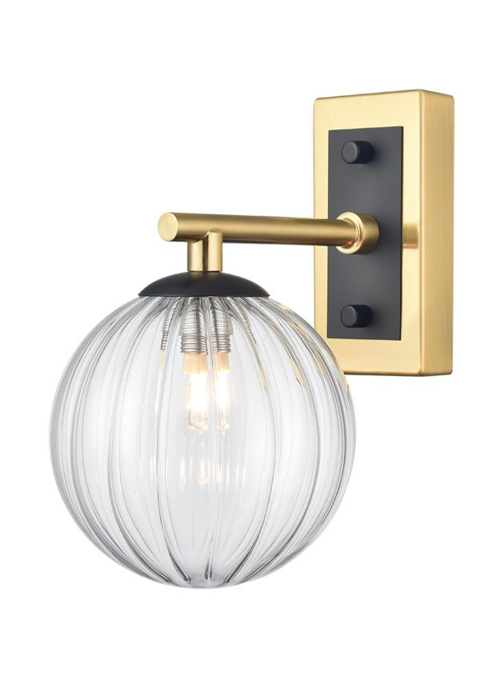 Charleston Matt Black and Aged Brass with Clear Ribbed Diffuser IP44 ...