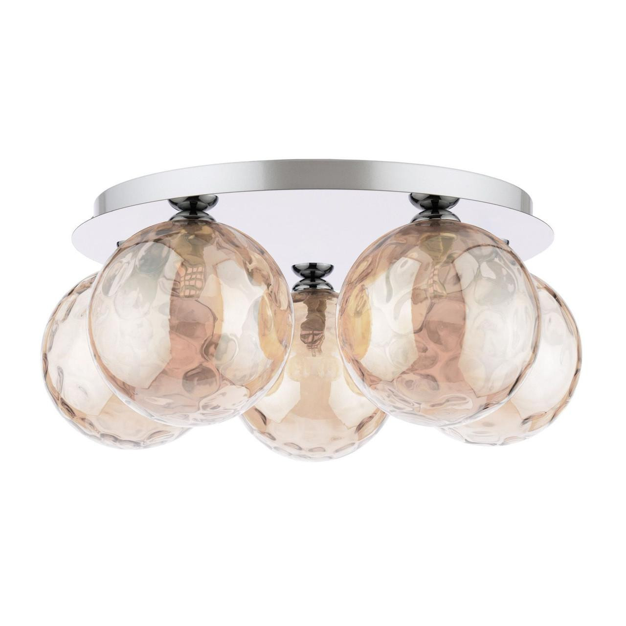 Foley 5 Light Polished Chrome with Amber Dimpled Diffusers Flush ...