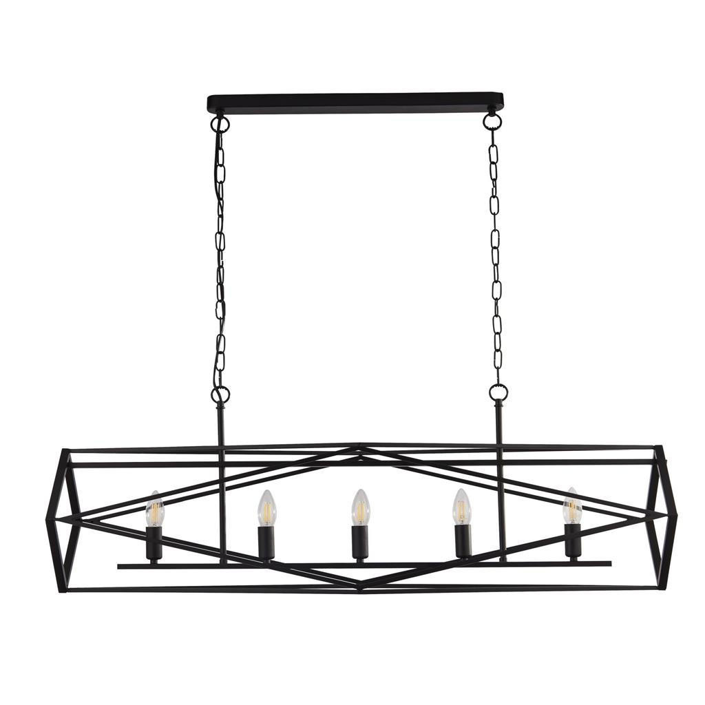 Chassis 5 Light Black Bar Open Frame Bar Pendant Light