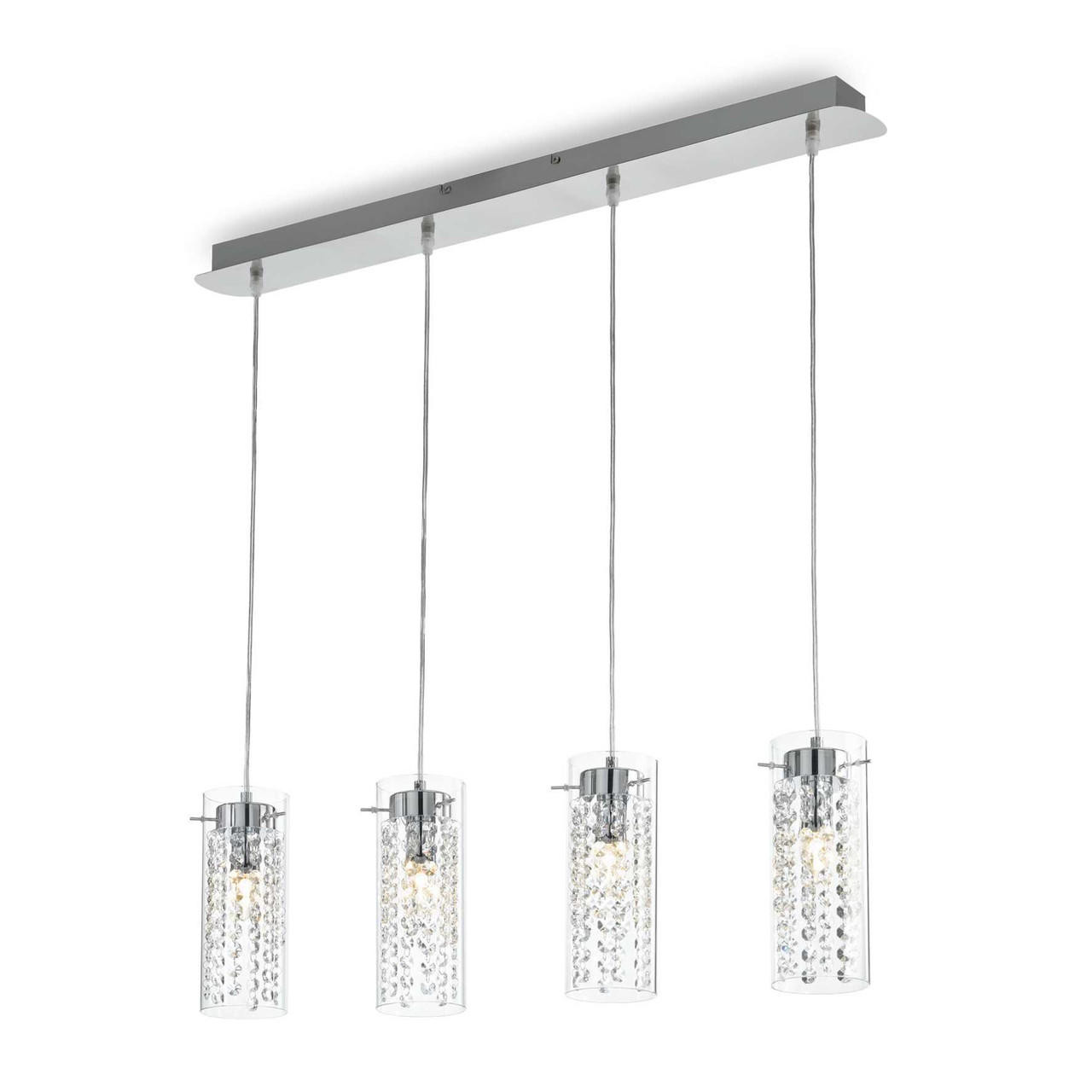 Iguazu SP4 4 Light Chrome with Crystal Bar Pendant Light