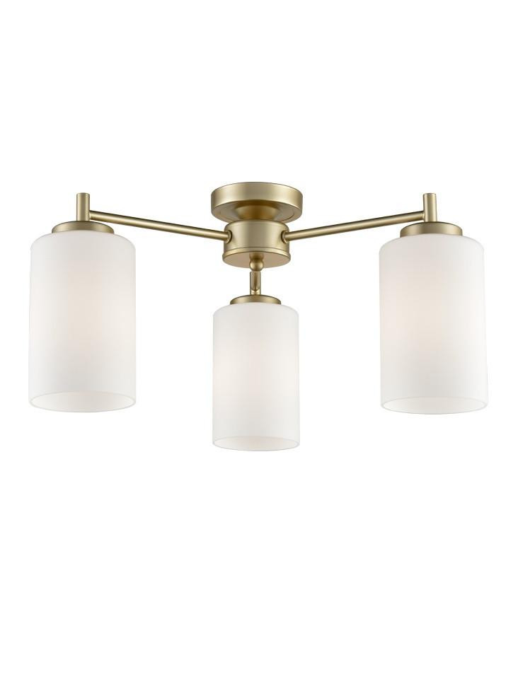 Decima 3 Light Matt Gold with Matt Opal Downward Cylinder Semi Flush ...