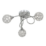 Lana 3 Light Brass with Crystal Semi Flush Ceiling Light