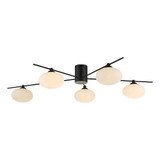 Alana 6 Light Matt Black with Glass Sphere Pendant Light