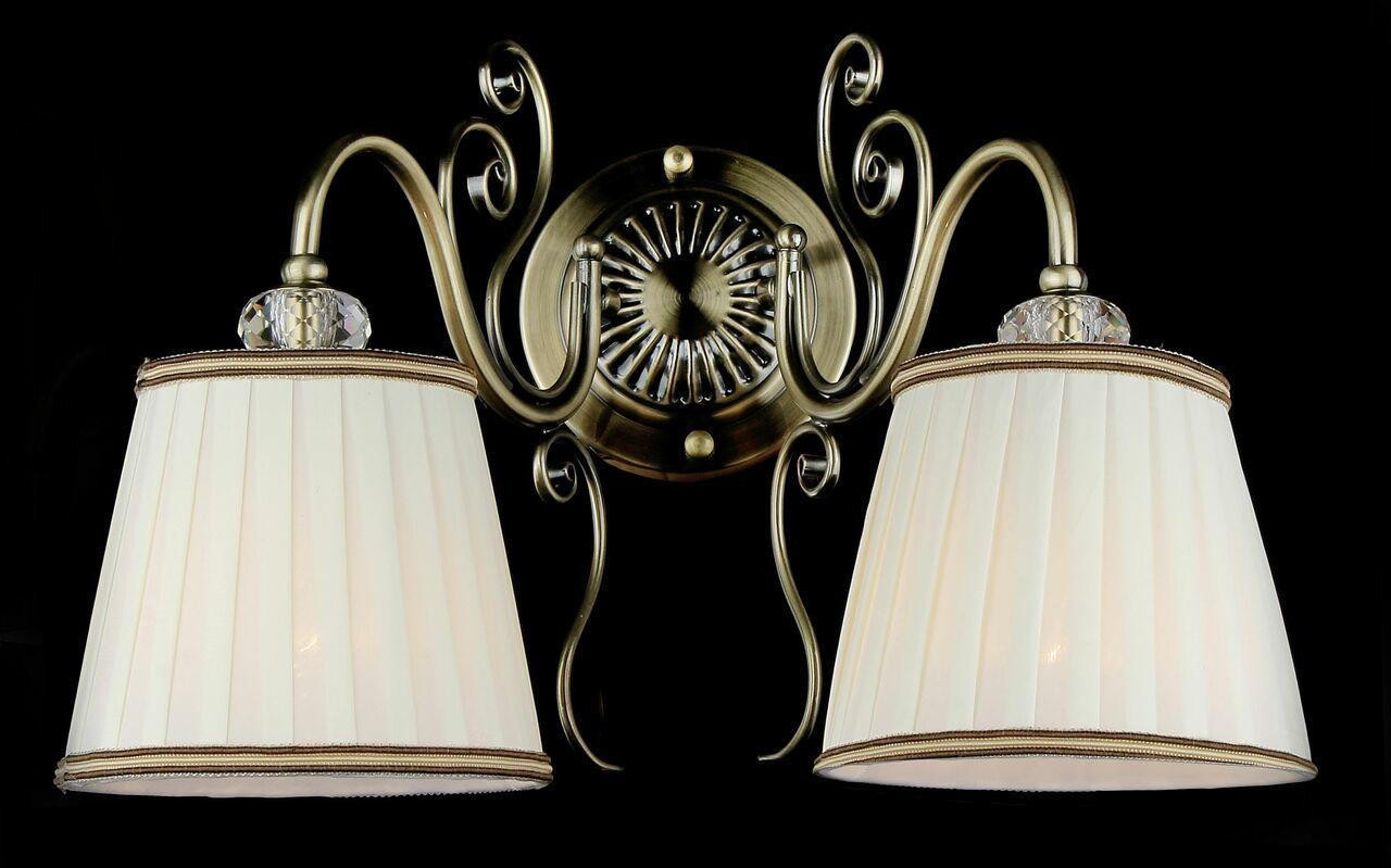 Vintage 2 Light Antique Brass with Cream Shade Wall Light - Clearance