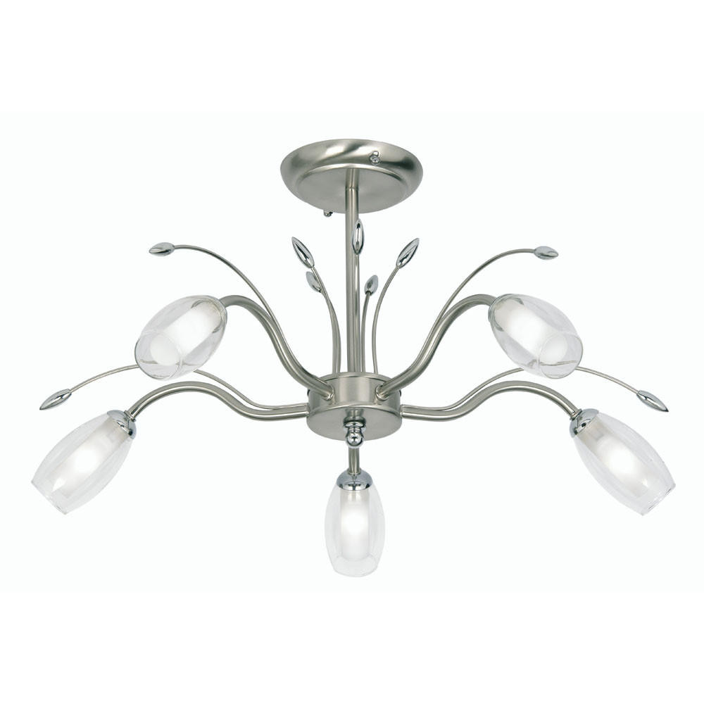 Oslo 5 Light Antique Chrome Semi Flush Ceiling Light