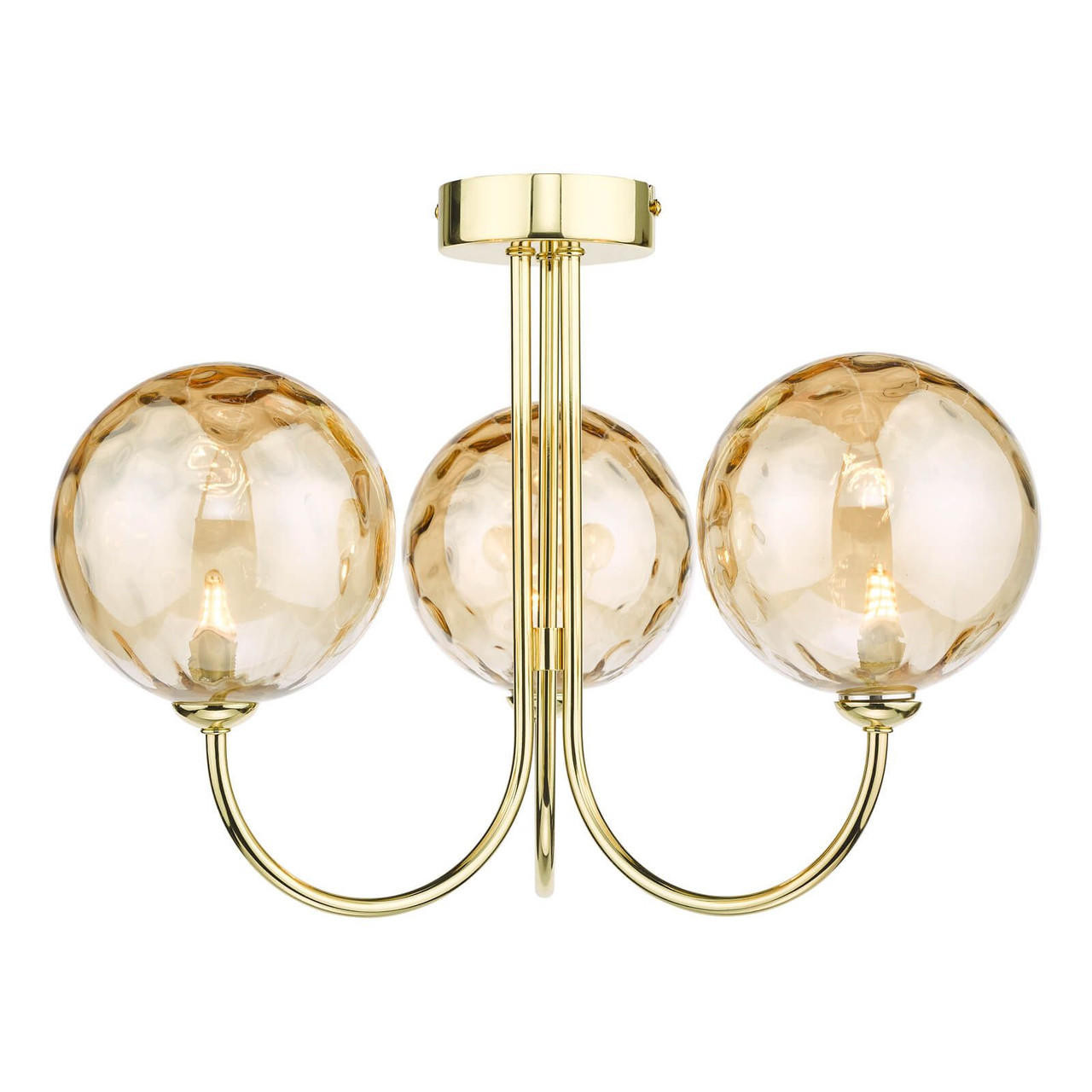 Willow 3 Light Champagne & Crystal Semi Flush Ceiling Light