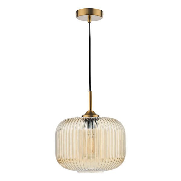 Demarius Natural Brass and Amber Glass Pendant Light