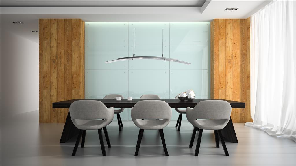 Curve 4 Light Satin Silver with Frosted Glass LED Bar Pendant Light