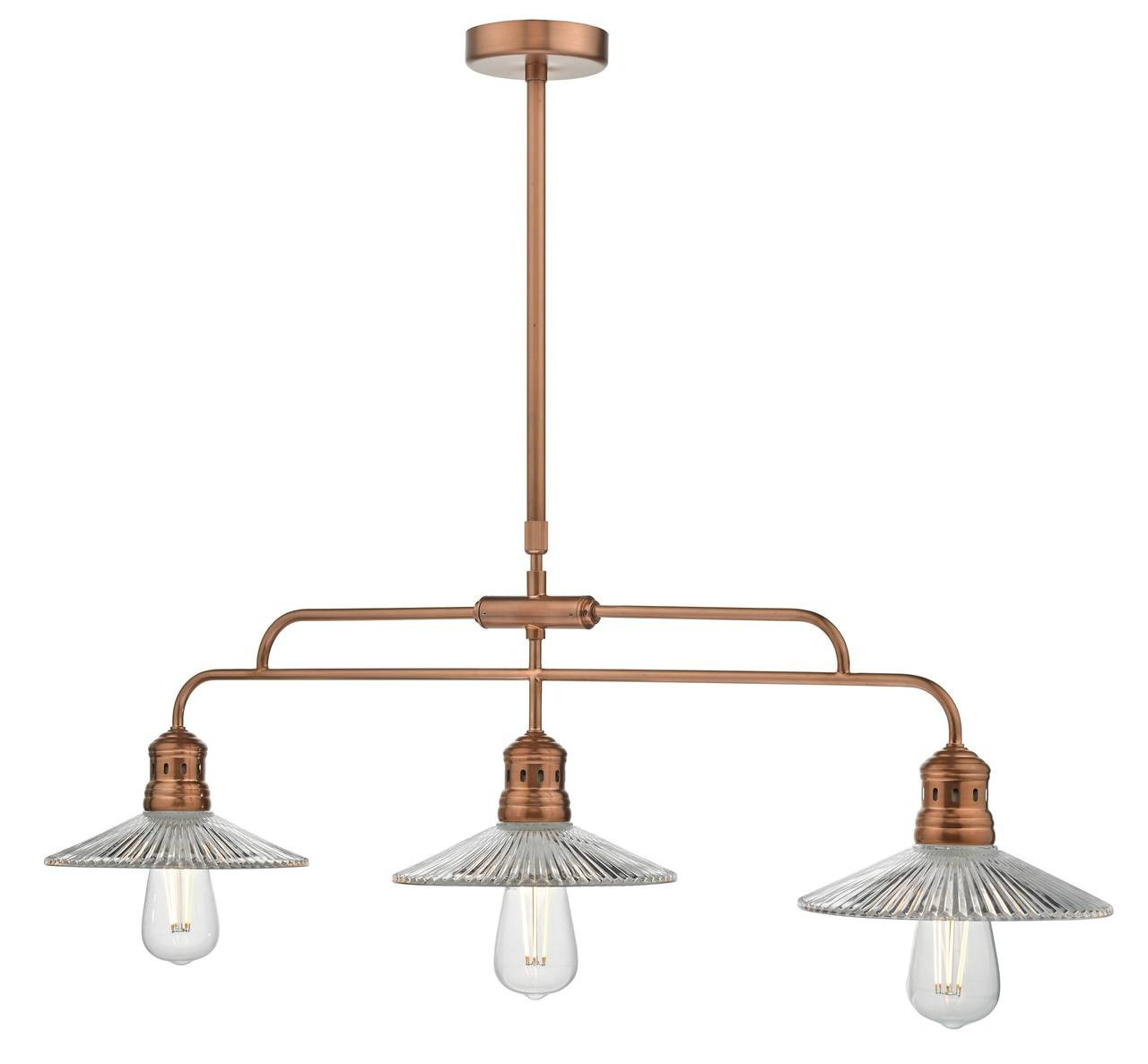Adeline Brushed Copper, Glass Shade Bar Pendant Light
