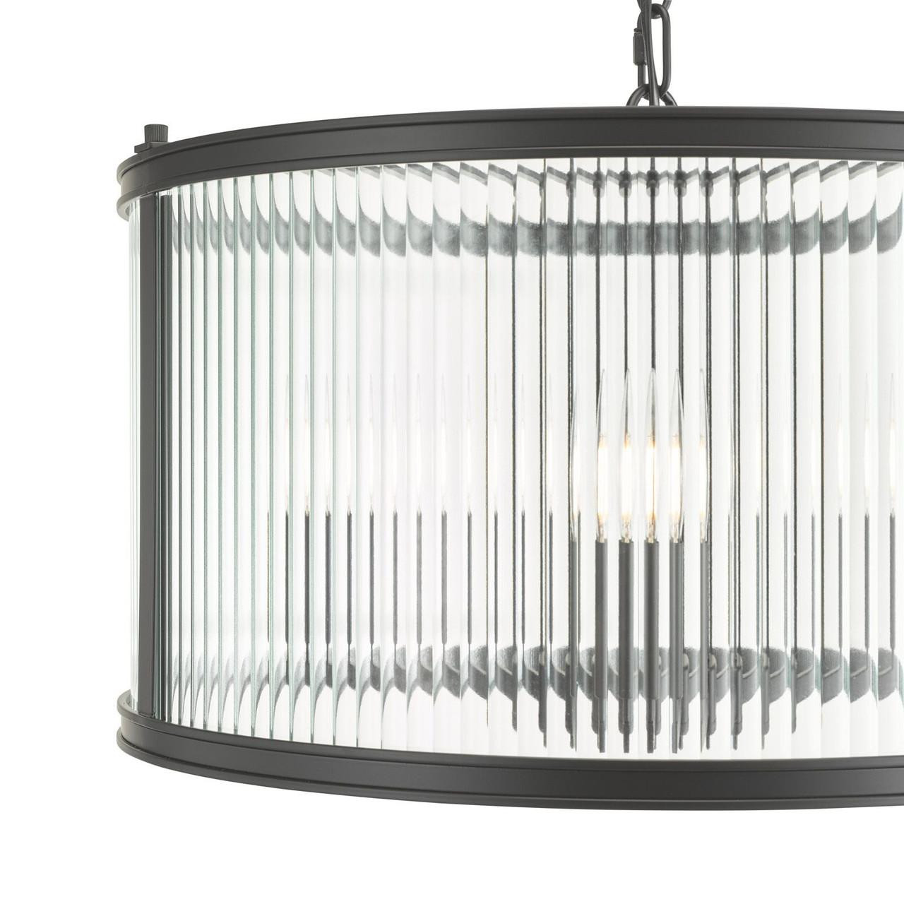 Bianka 3 Light Matt Black with Ribbed Glass Diffuser Pendant Light