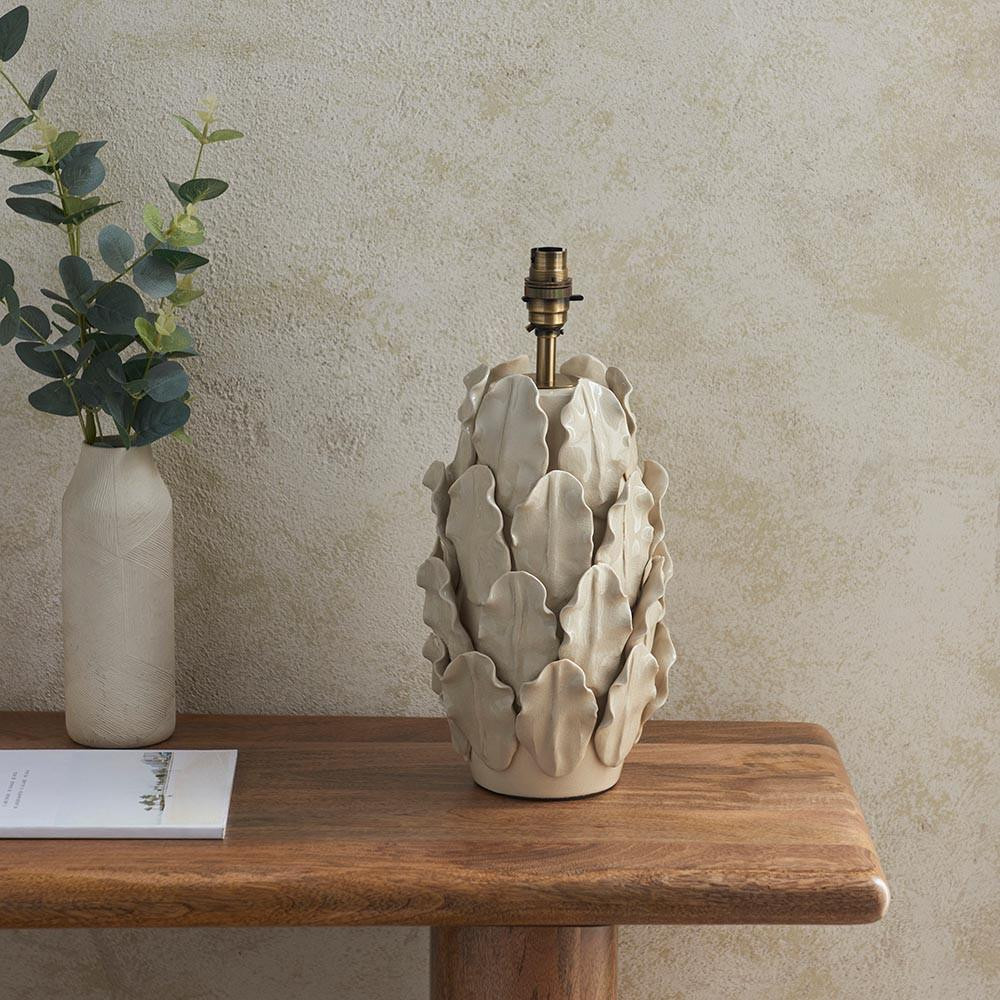 Layered Leaf White Ceramic Base Only 37.5cm Table Lamp