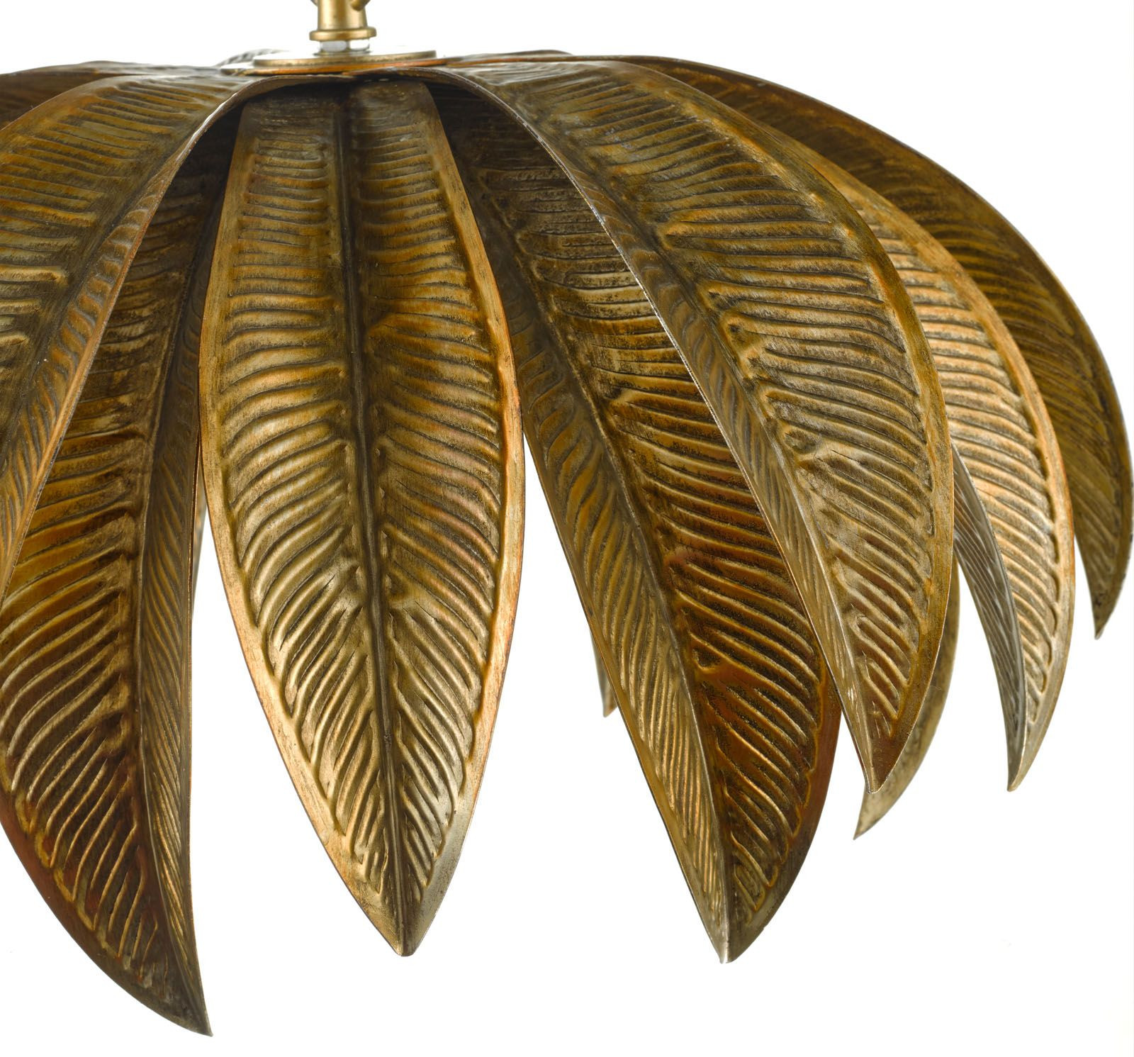 Cara 1 Light Antique Gold Leaves Pendant Light