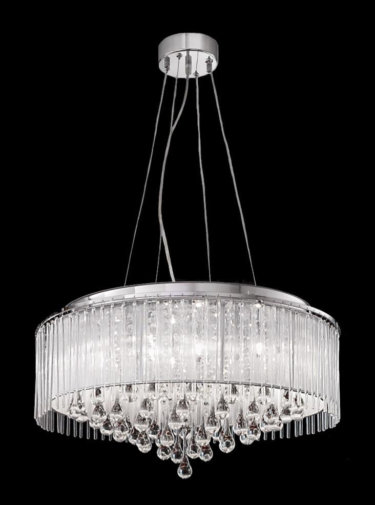 Spirit 8 Light Chrome with Crystal Glass Drops Flush Ceiling Light