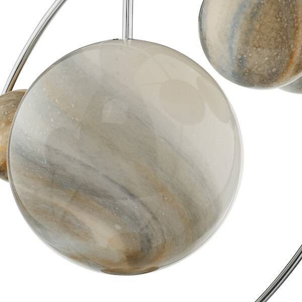 Mikara 7 Light Polished Chrome Planet Glass Ceiling Light