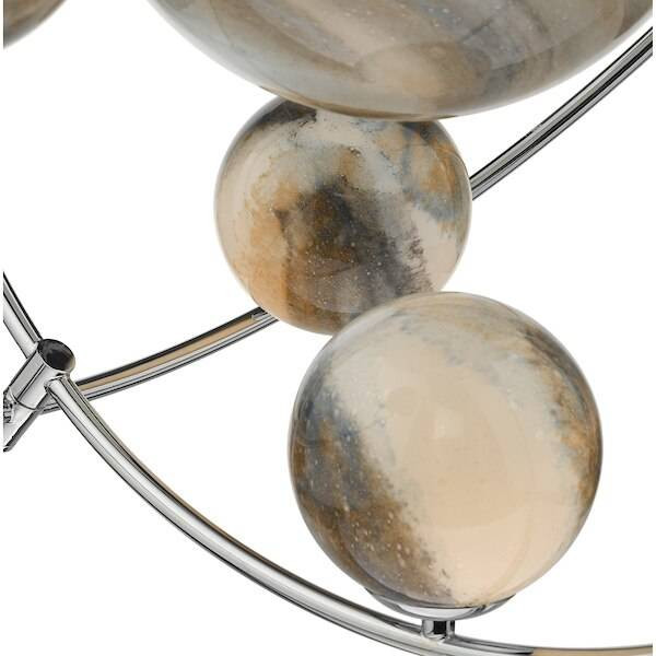 Mikara 7 Light Polished Chrome Planet Glass Ceiling Light