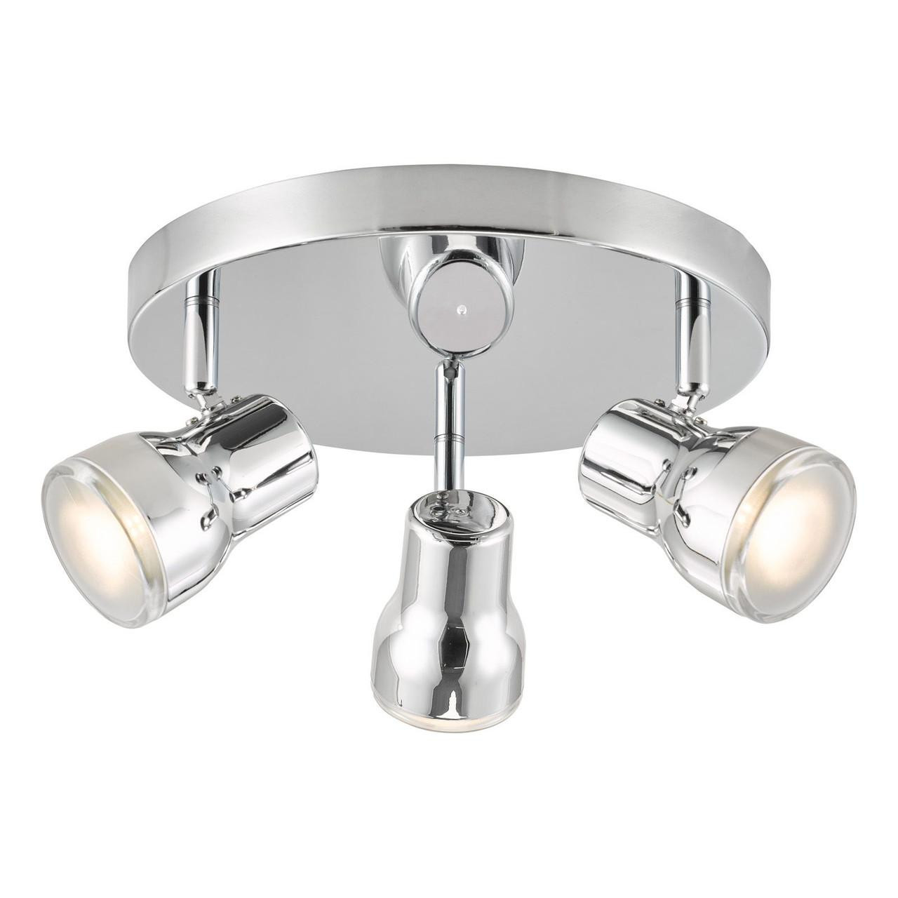Studio 3 Light Chrome Adjustable Plate Ceiling Spotlight