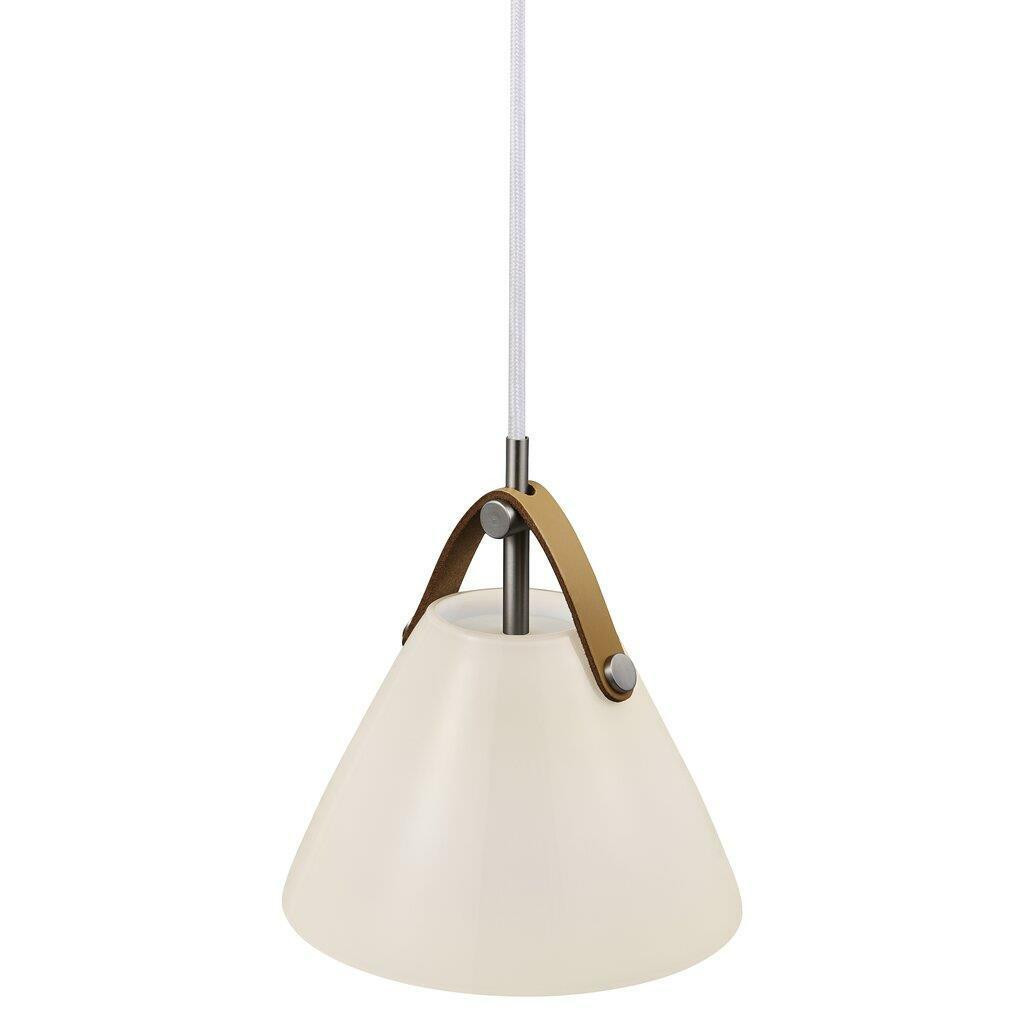 Strap 16 Nickel with White Opal and Leather Pendant Light
