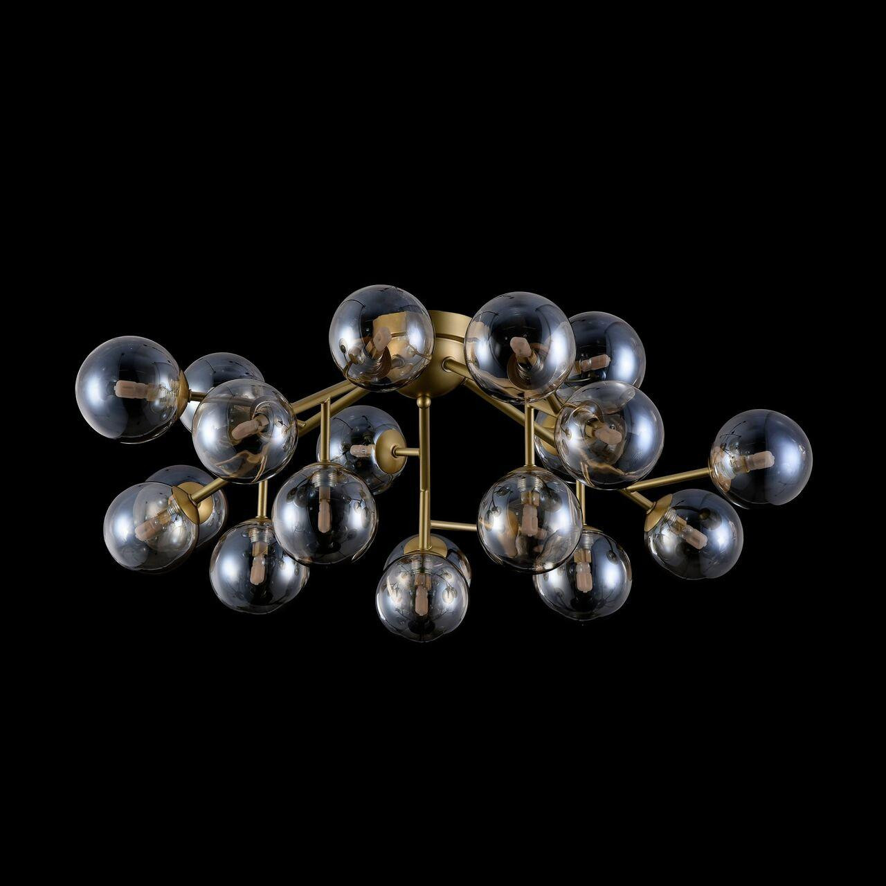 Dallas 20 light Gold with Amber Glass Semi-Flush Ceiling Light