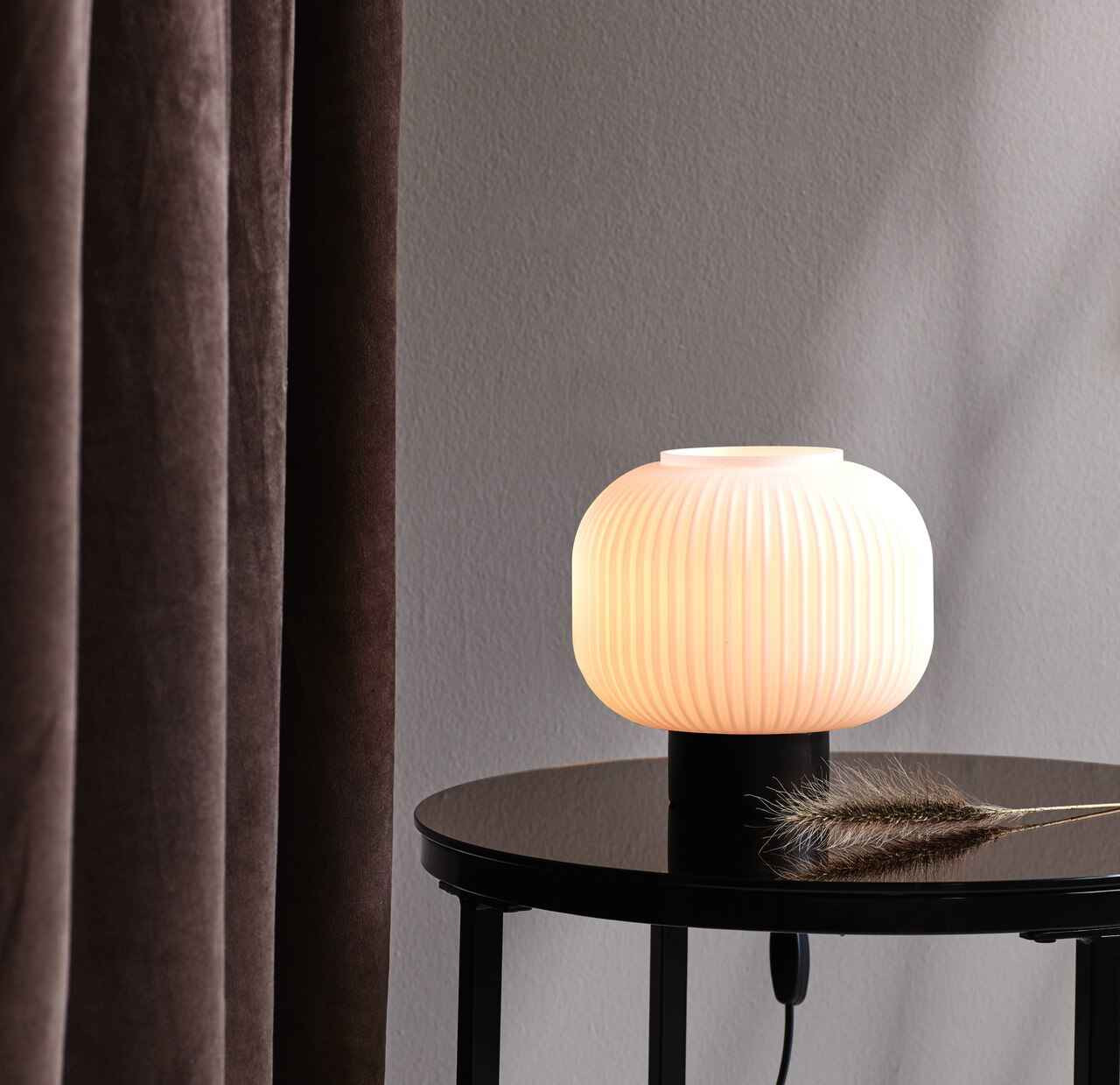 Milford Black, Opal White Glass Table Lamp