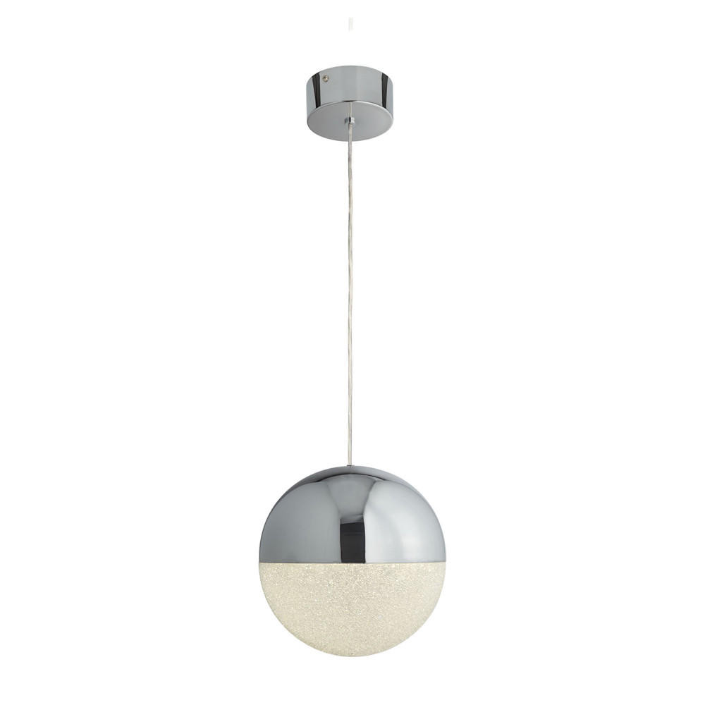 Circle 3 Ring Chrome and Crushed Ice Led Pendant Light