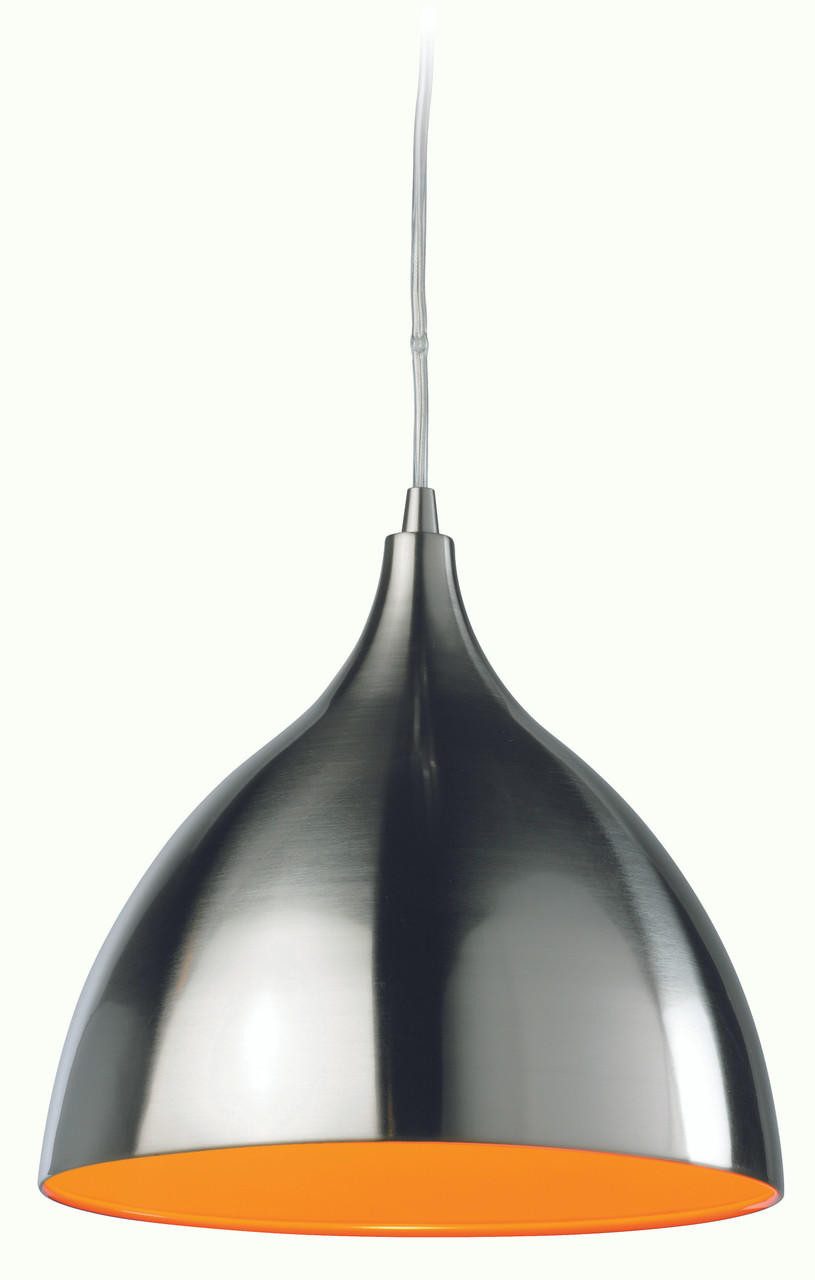 Cafe Brush Steel with Blue Inner Pendant Light