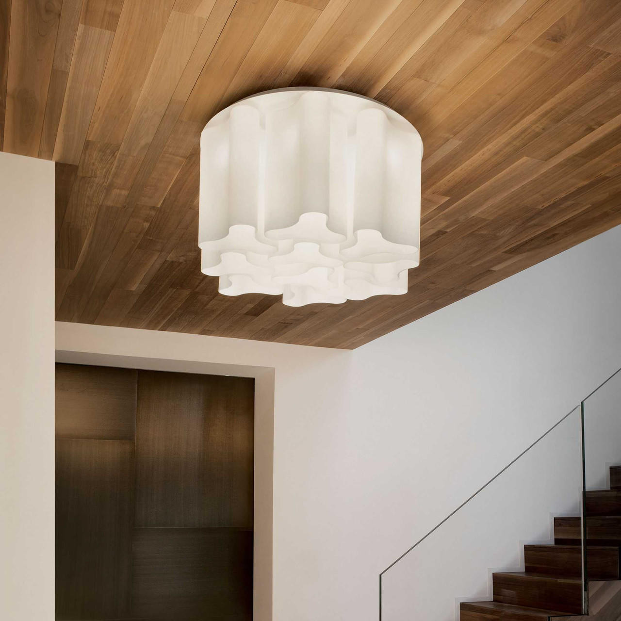 Compo PL10 10 Light Chrome with White Flush Ceiling Light