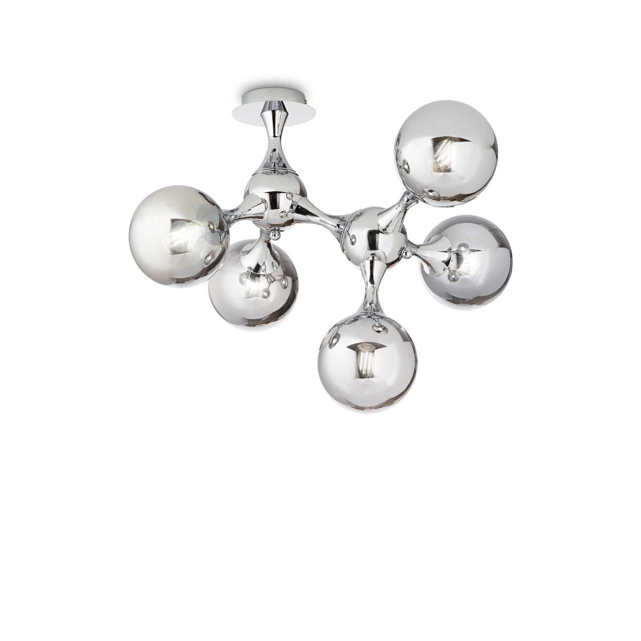 Nodi PL5 5 Light Chrome with White Semi-Flush Ceiling Light