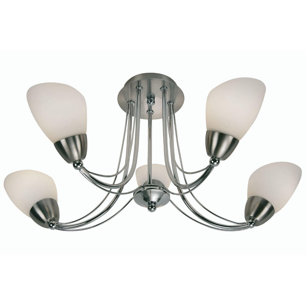 Altair 3 Light Antique Brass with Opal Glass Semi-Flush Ceiling Light