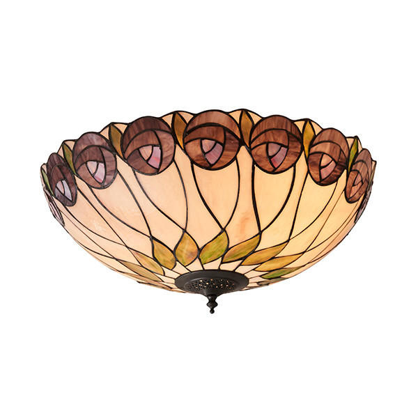 Flush 2 Light Tiffany Beige Flush Ceiling Light