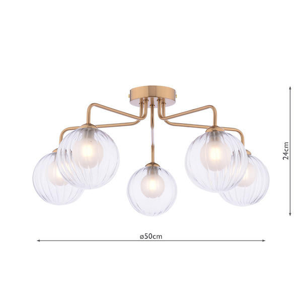 Feya 5 Light Antique Bronze with Clear and Opal Glass Semi Flush ...