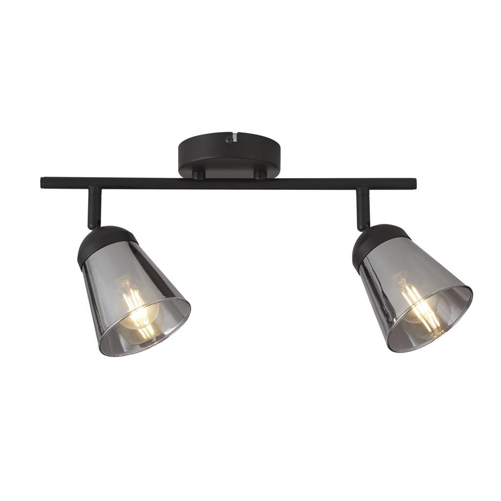 Mega 2 Light Black with Adjustable Smoked Glass Ceiling Spotlight