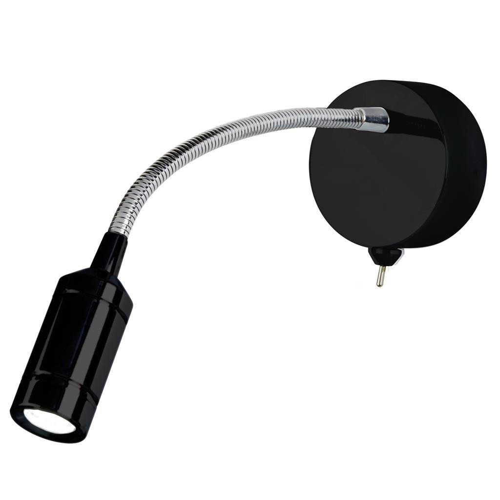 Cyclone Adjustable Flexi Black & Chrome Wall Light, Switch