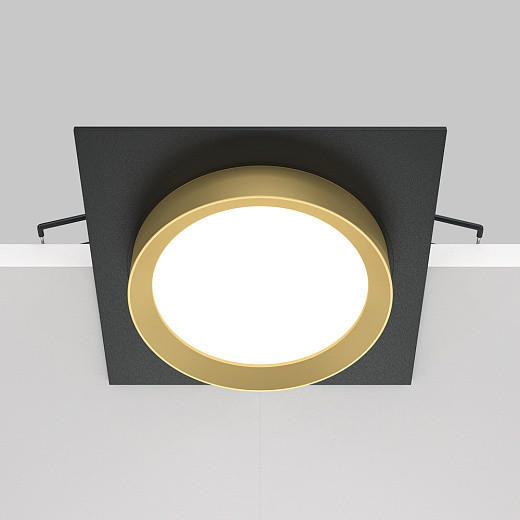 Hoop Black and Gold with White Diffuser Square Recessed Light