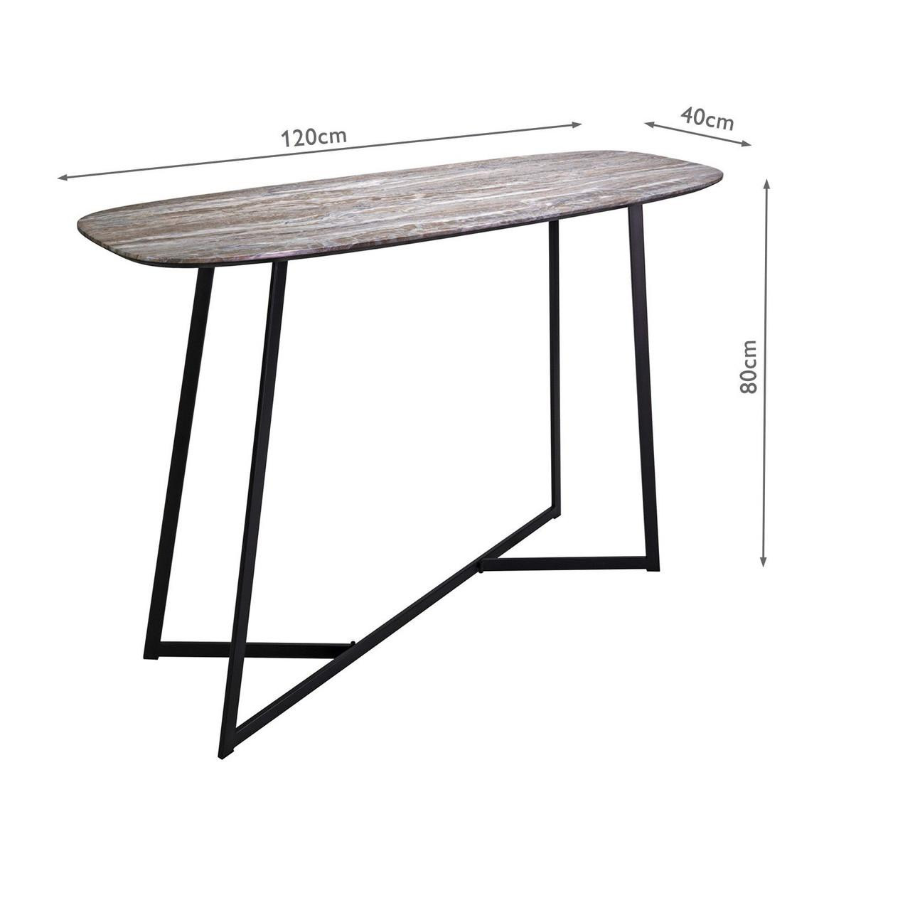 Palvos Matt Black with Brown Stone Veneer Console Table