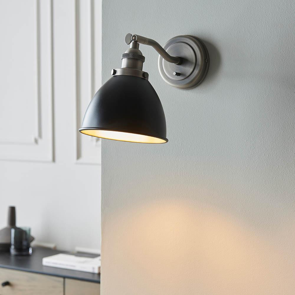 Franklin Aged Pewter and Black Adjustable Wall Light
