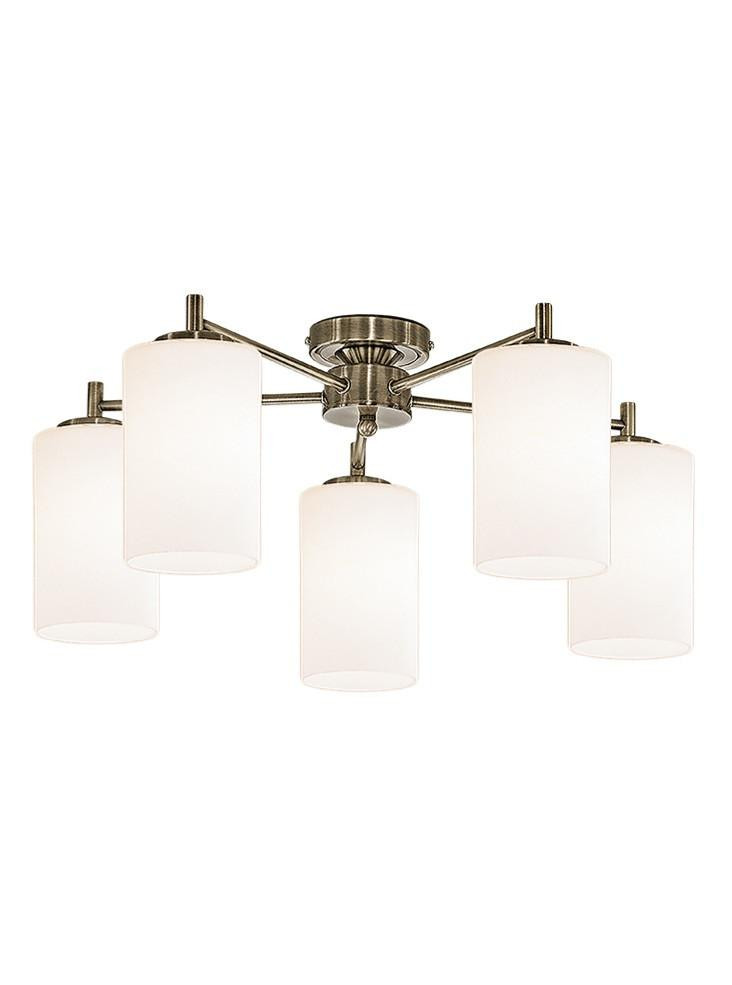 Decima 3 Light Matt Gold with Matt Opal Downward Cylinder Semi Flush ...