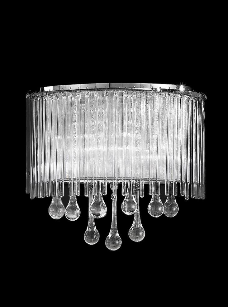 Spirit 8 Light Chrome with Crystal Glass Drops Flush Ceiling Light